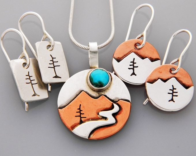 Mixed Metal Jewelry Collection, Landscape Jewelry, Mountain Journey Set ...