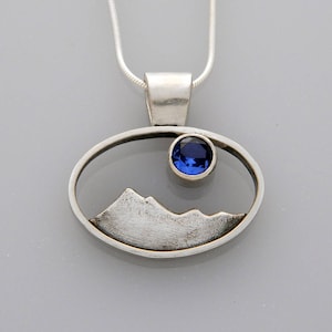 Silver Mountain Jewelry- Silver Pendant "jeweled Peaks" With Stone - Etsy