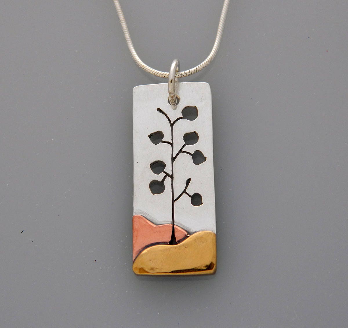 Mixed metal jewelry Aspen Tree necklace silver copper | Etsy