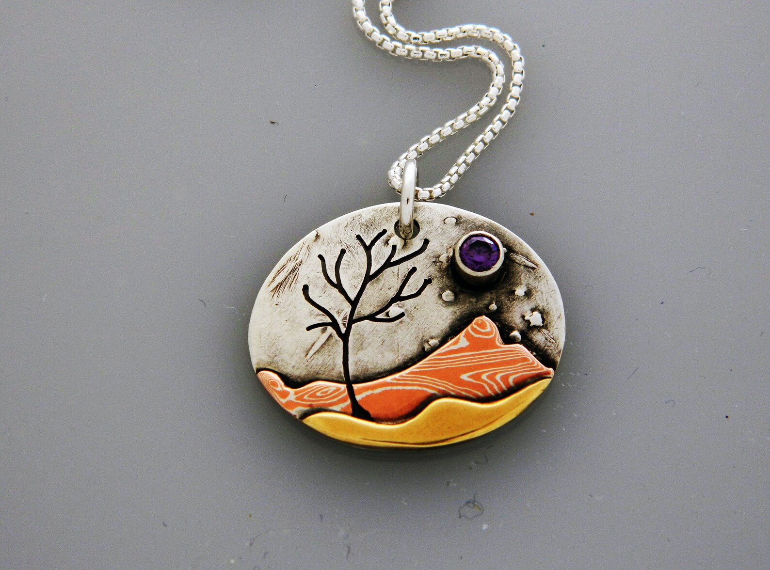 Mixed Metal Jewelry Mountain Landscape Jewelry, Mixed Metal winter ...