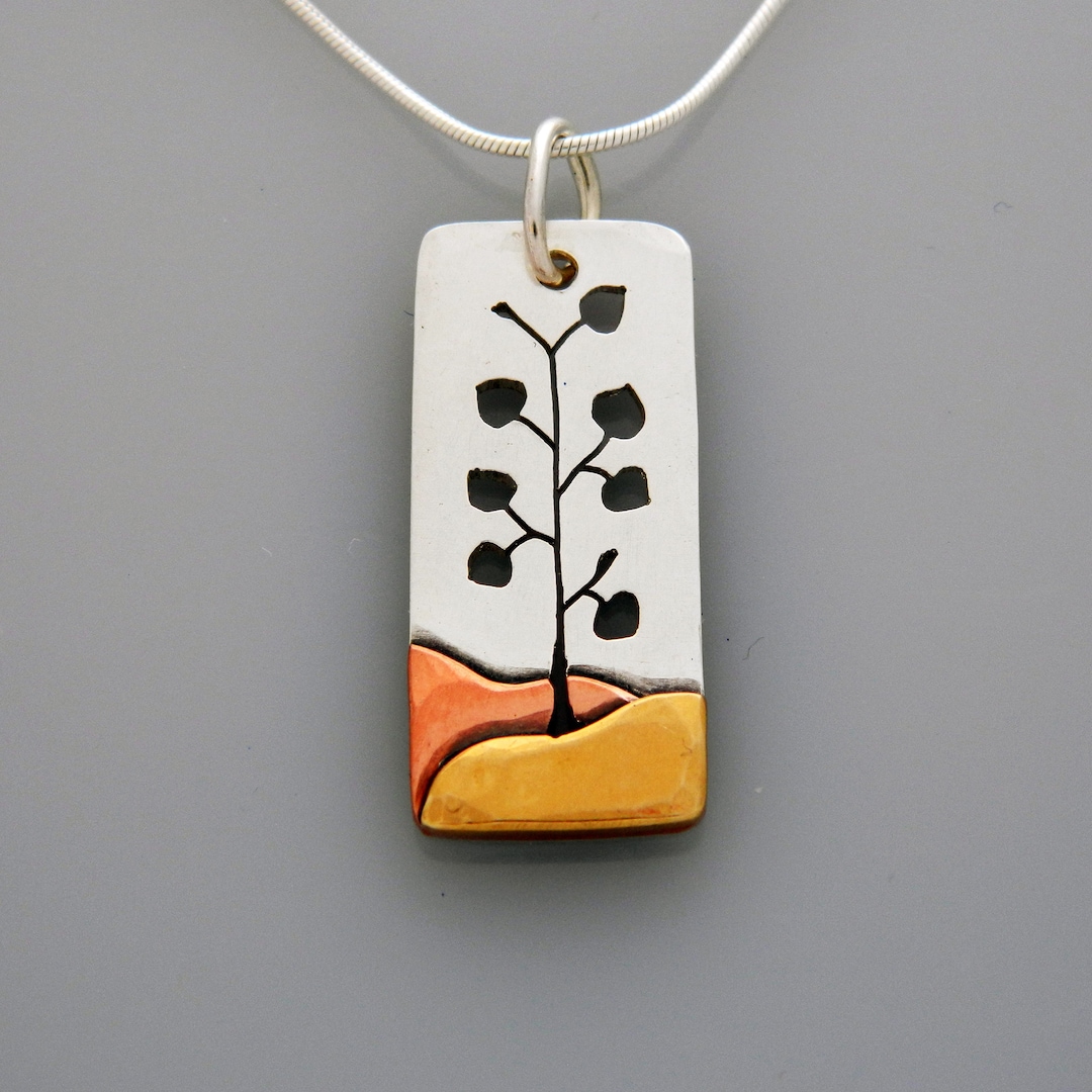 Mixed Metal Jewelry, Aspen Tree Necklace, Silver, Copper, Brass Mixed ...