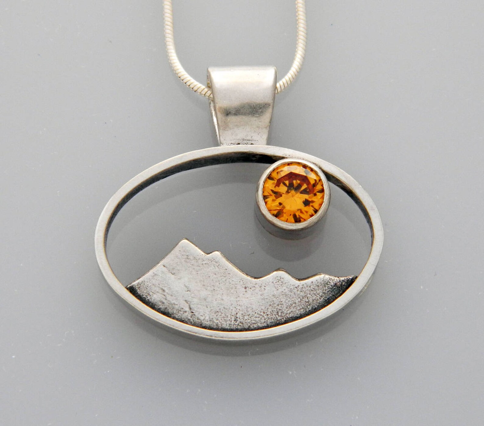 Silver Mountain Jewelry- Silver Pendant "jeweled Peaks" With Stone - Etsy