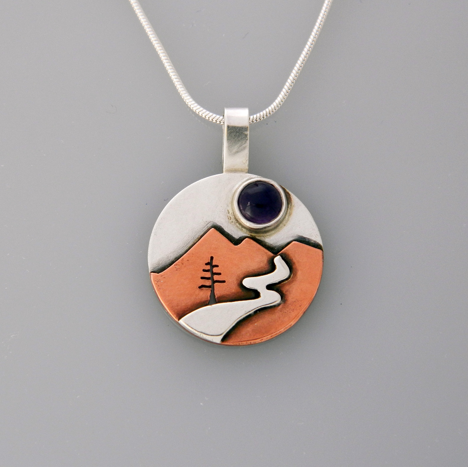 Mixed Metal Jewelry- Mountain Landscape Jewelry, Mixed Metal "mountain ...