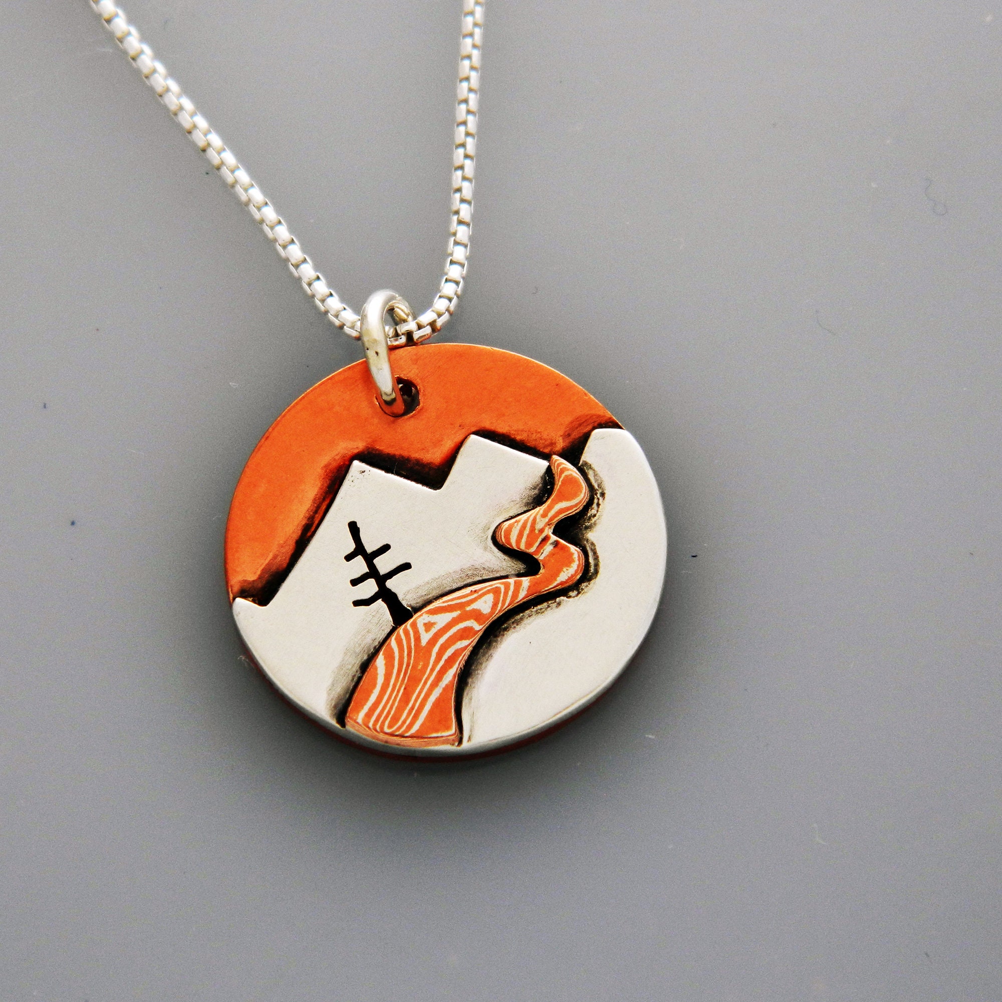 Mixed Metal Jewelry Mountain Landscape Jewelry, Mixed Metal mountain ...