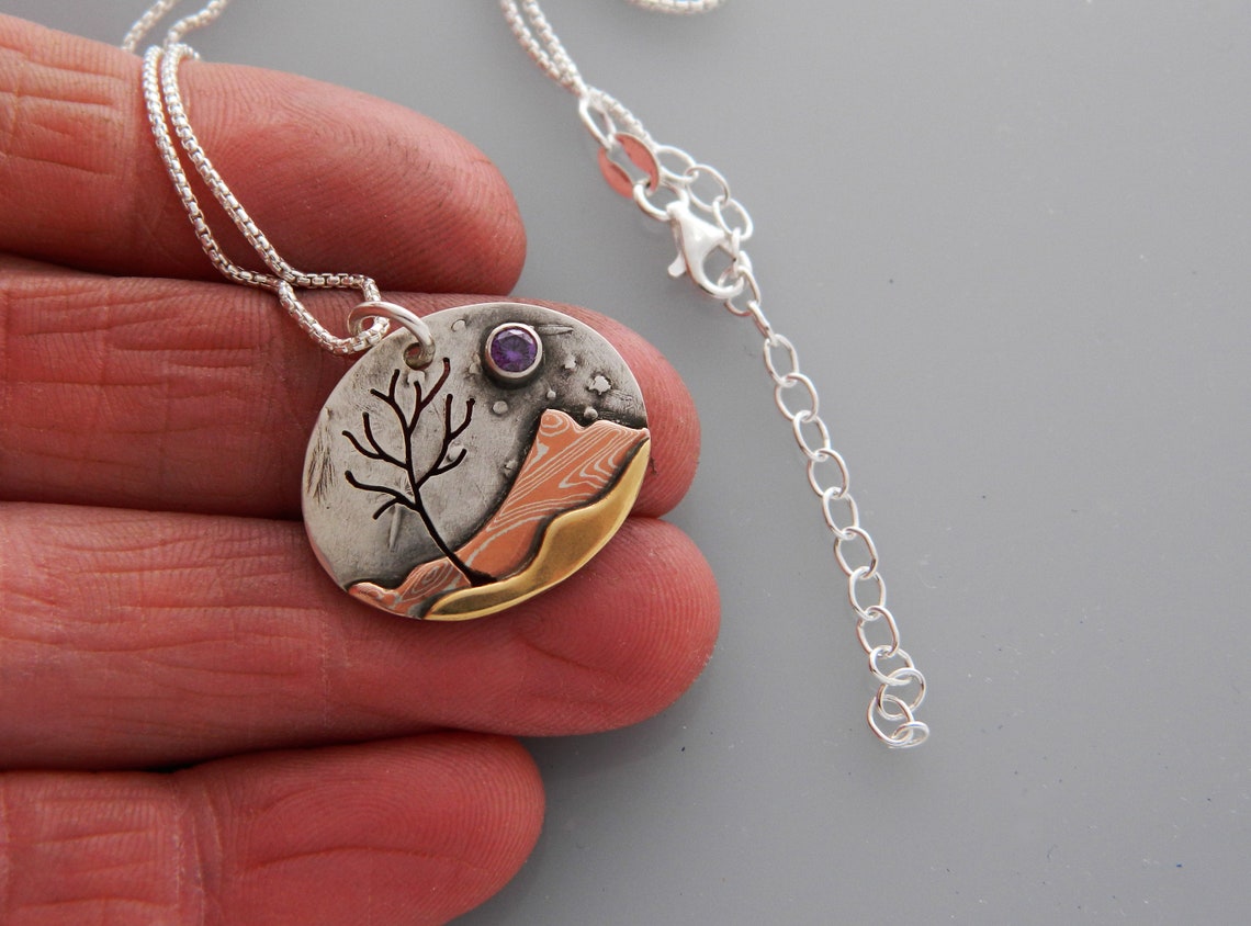 Mixed Metal Jewelry Mountain Landscape Jewelry Mixed Metal - Etsy