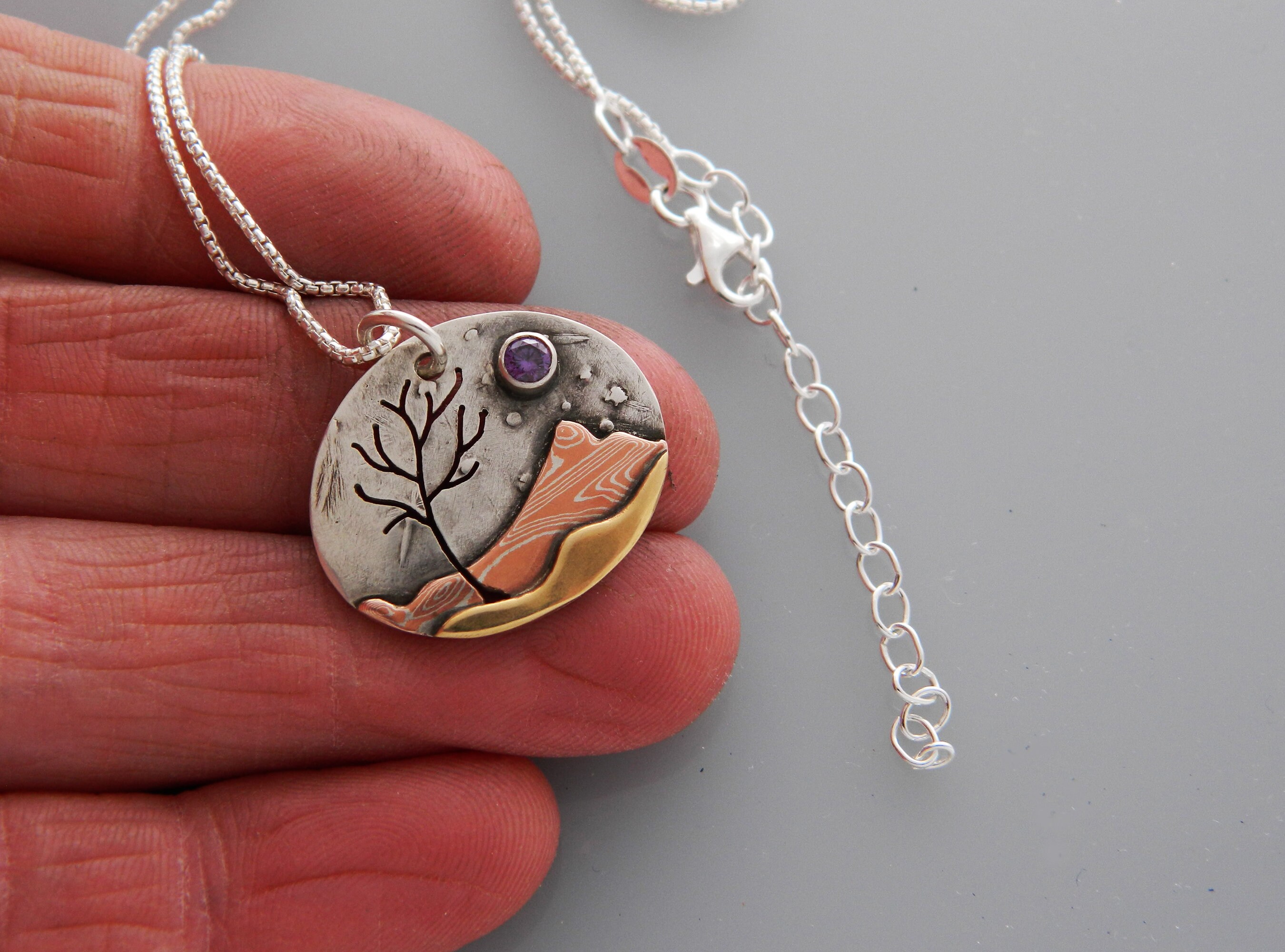 Mixed Metal Jewelry Mountain Landscape Jewelry, Mixed Metal winter ...