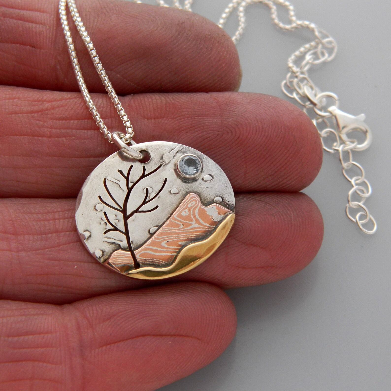 Mixed Metal Jewelry Mountain Landscape Jewelry, Mixed Metal winter ...