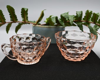 Vintage Pink Depression Glass, Jeanette Glass, Cube Pattern, Holds 10 ...