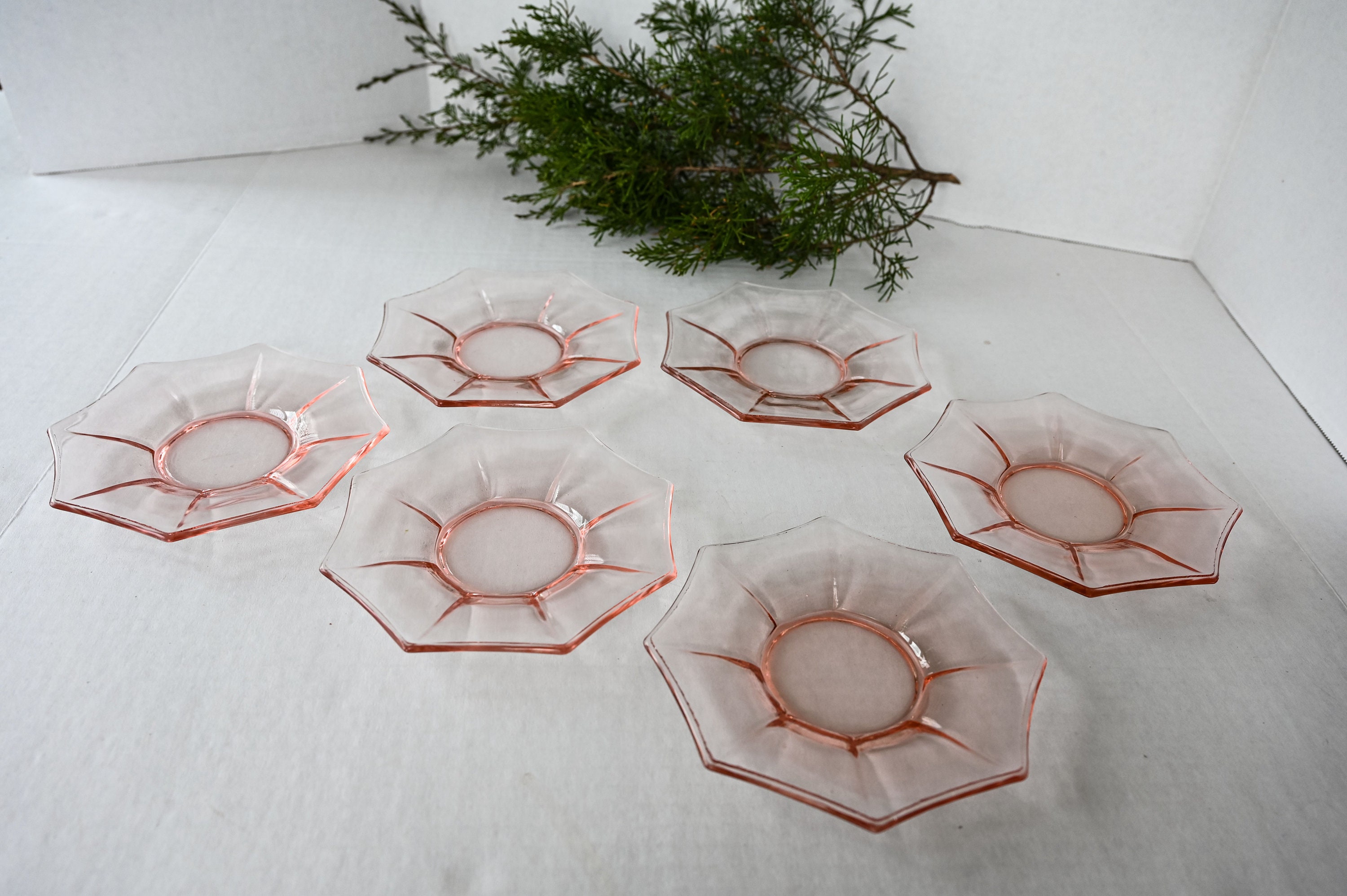 Six Cambridge Octagon Pink Lunch Plate Set Depression Glass - Etsy
