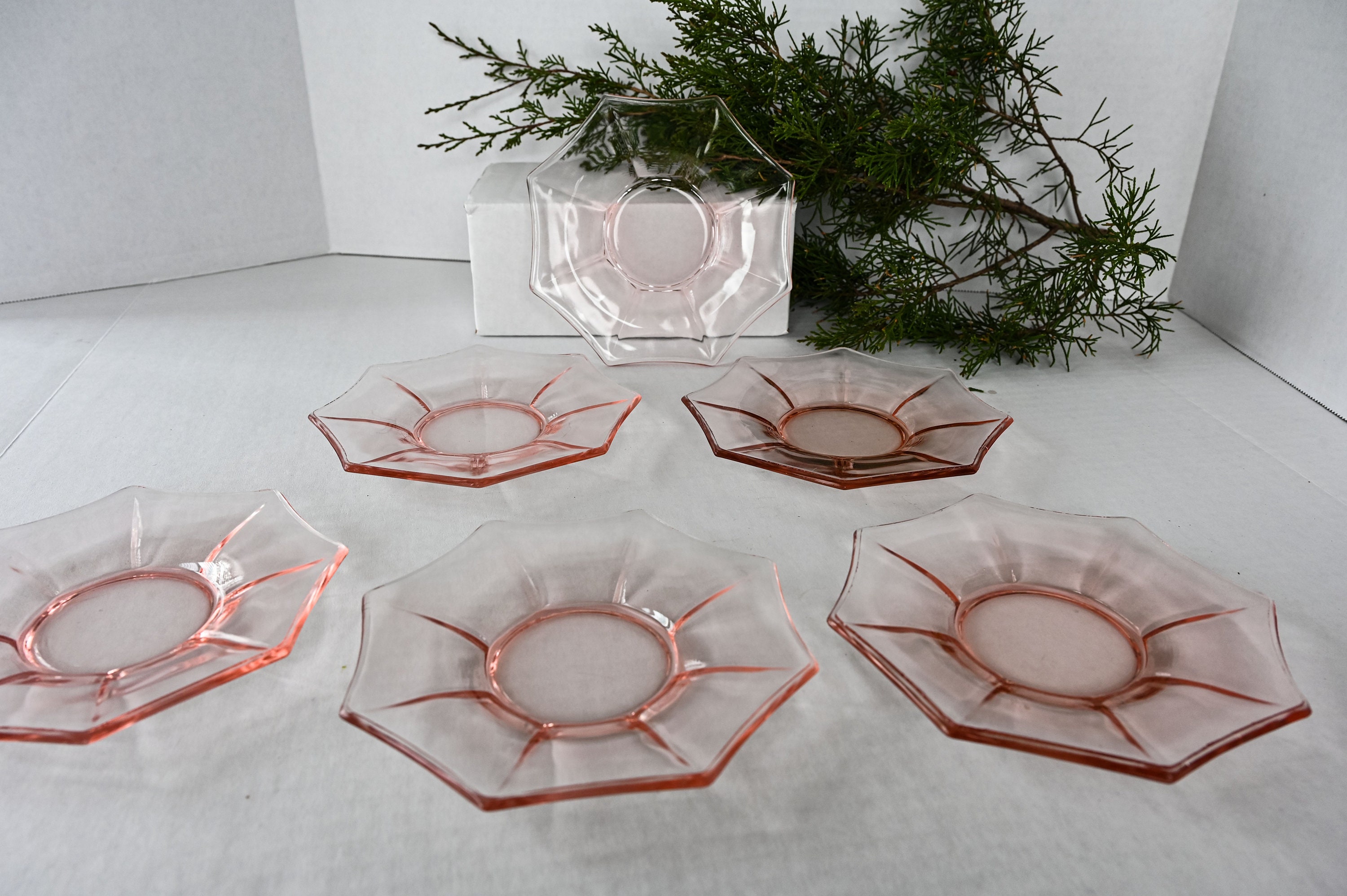 Six Cambridge Octagon Pink Lunch Plate Set Depression Glass - Etsy
