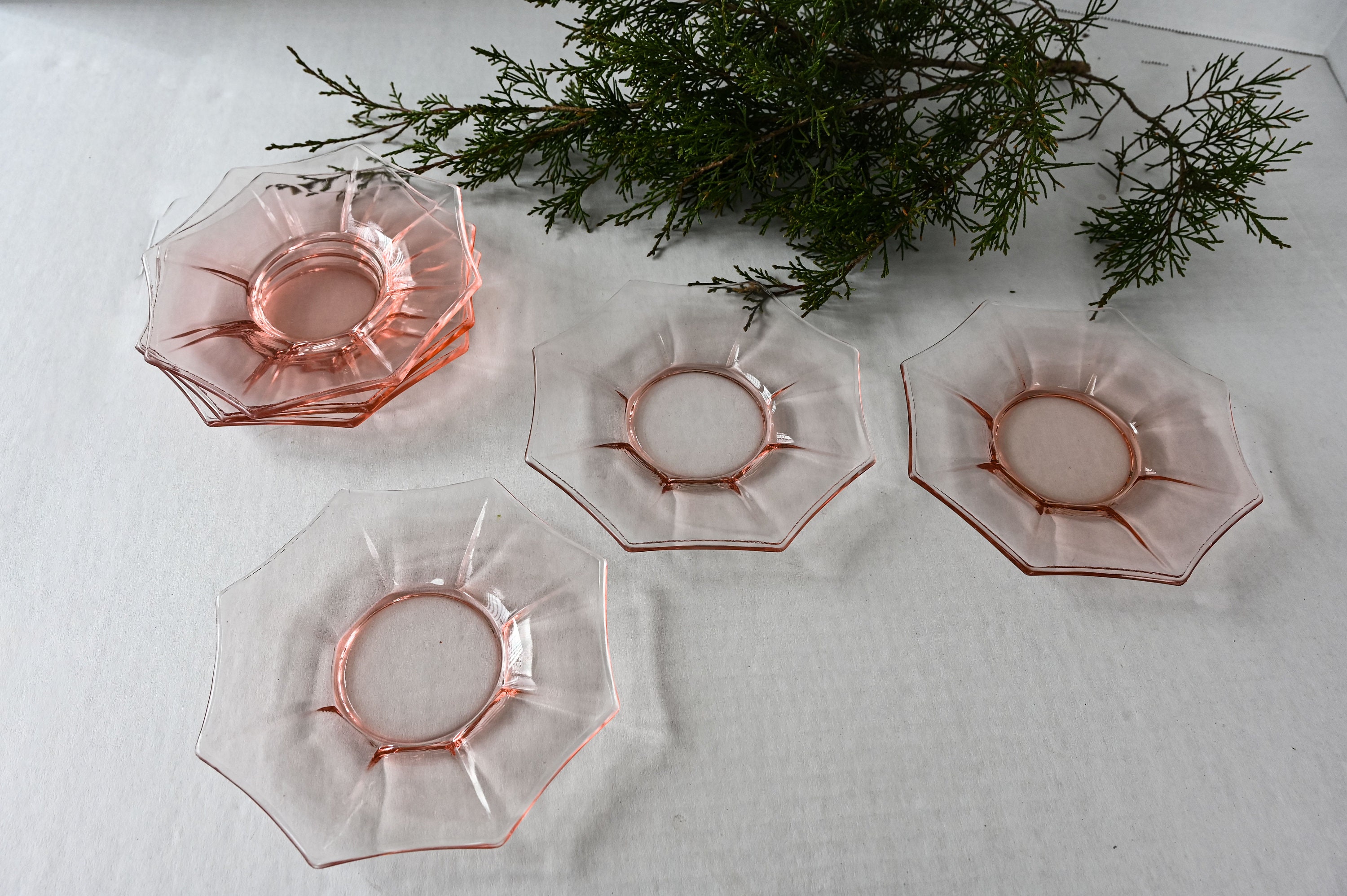 Six Cambridge Octagon Pink Lunch Plate Set Depression Glass - Etsy