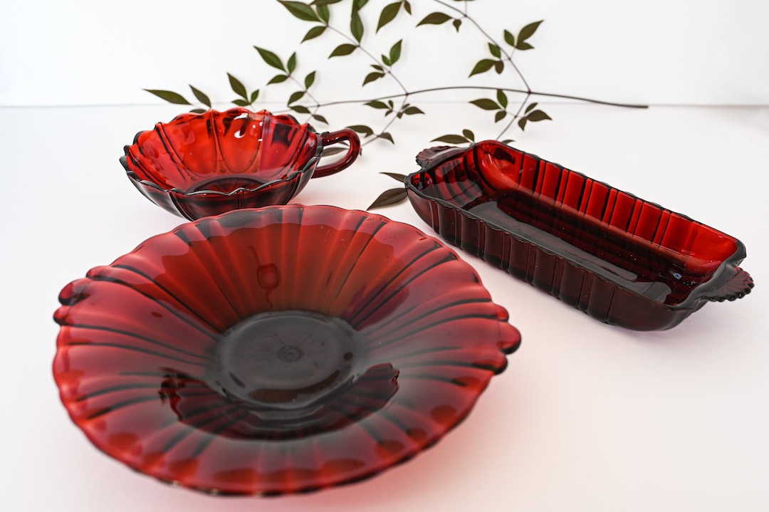 1930s Royal Ruby Red Serving Dish Collection Compote, Relish, Candy ...