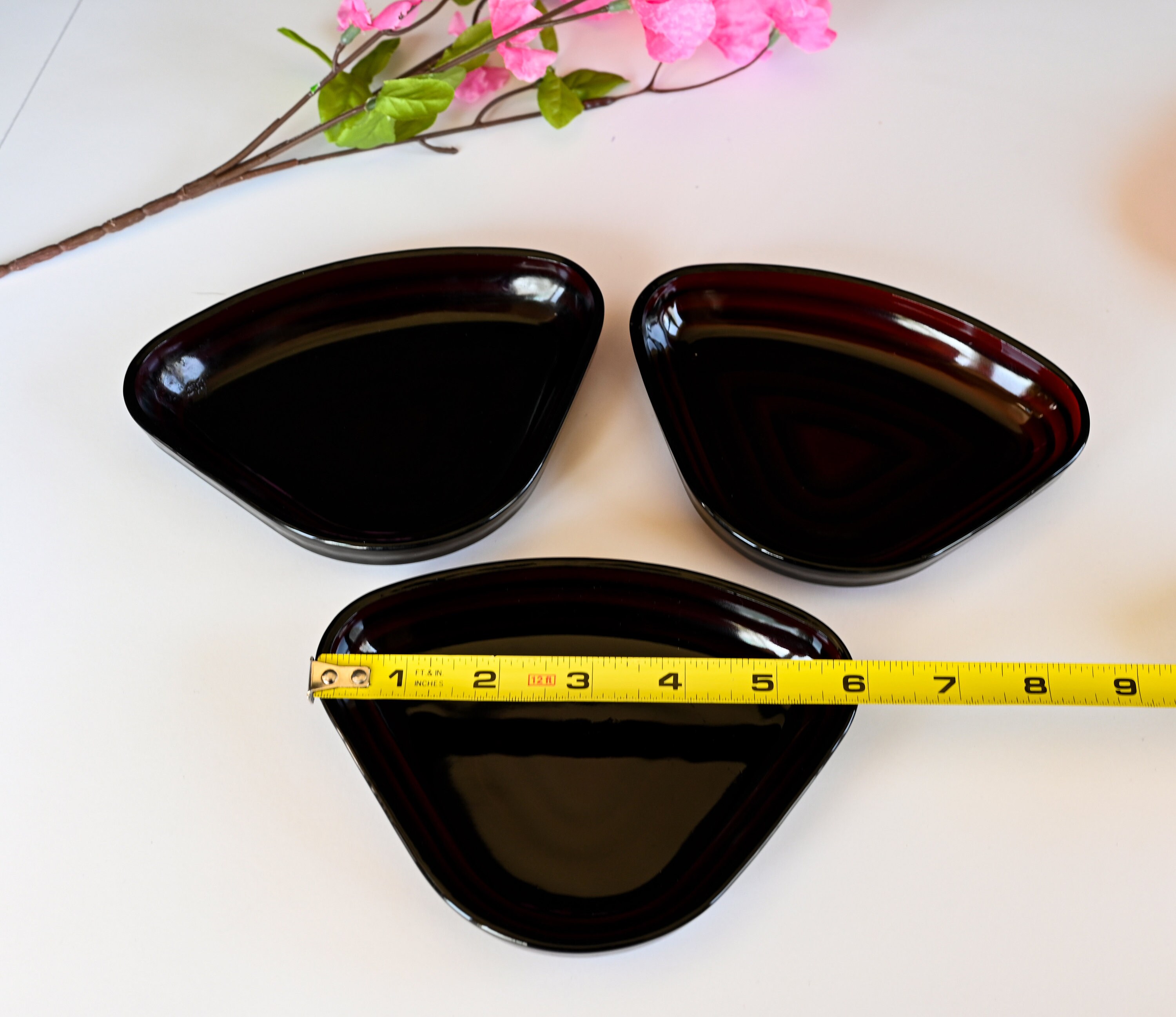 5 Manhattan Royal Ruby Relish Inserts Triangle Red Depression Glass - Etsy