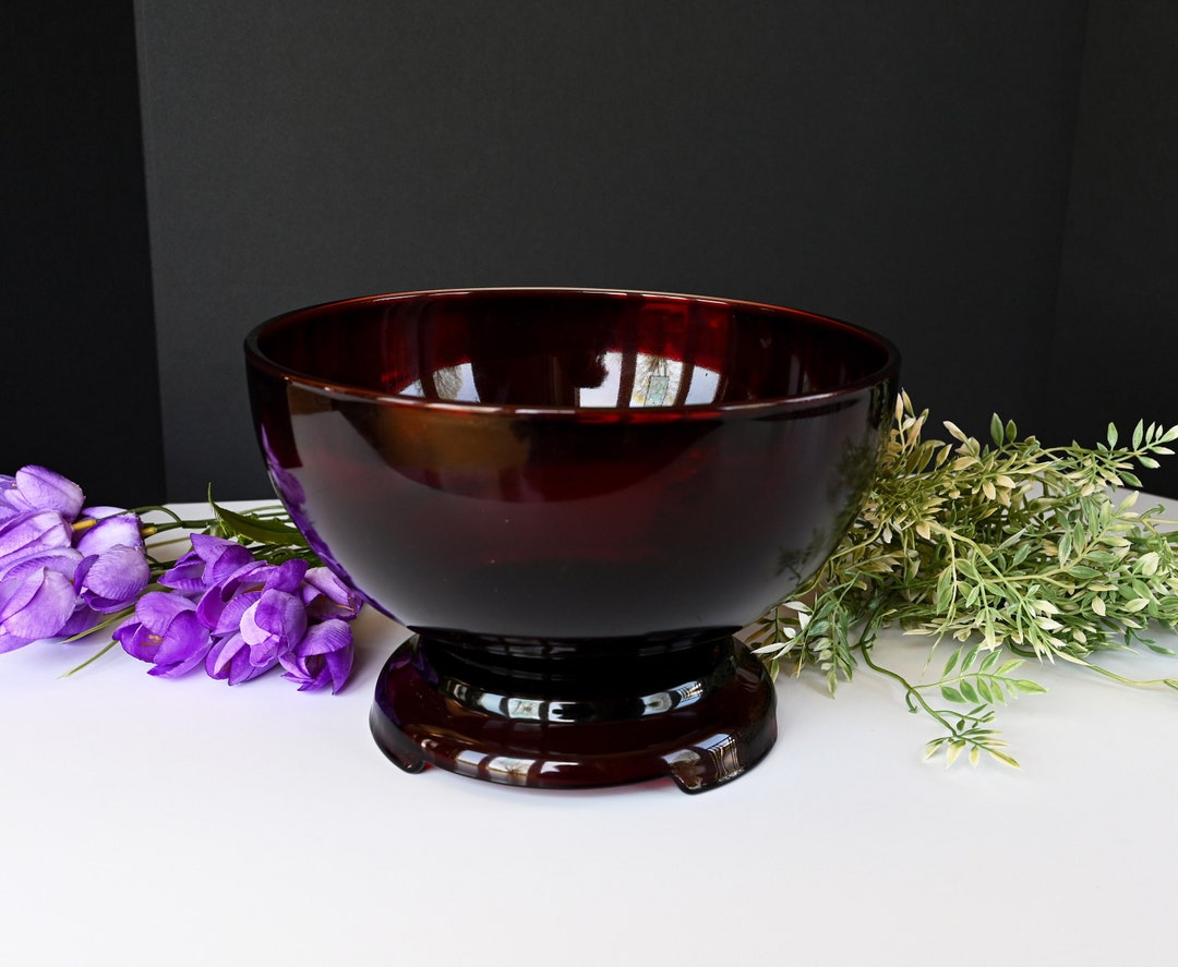 Royal Ruby Punch Bowl With Base Red Depression Glass - Etsy