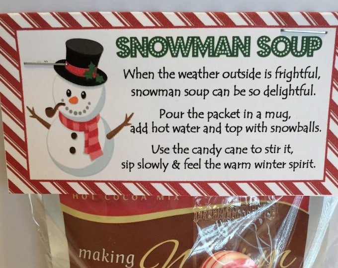 Snowman Soup Treat Bag Topper Fits 4x6 Treat Bags Printable File ...