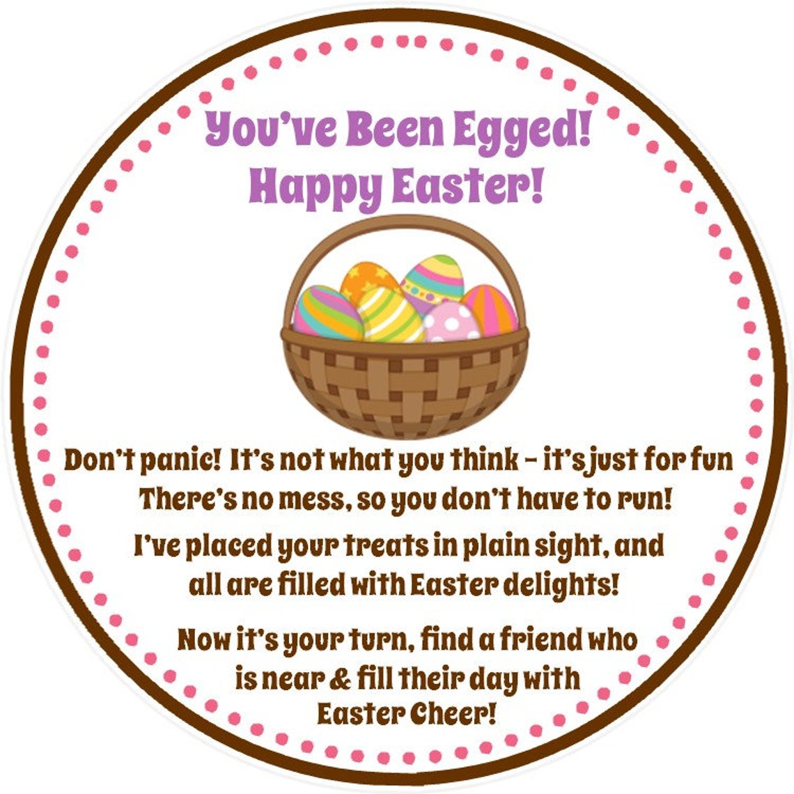 You've Been Egged Printable Instructions Sign and - Etsy