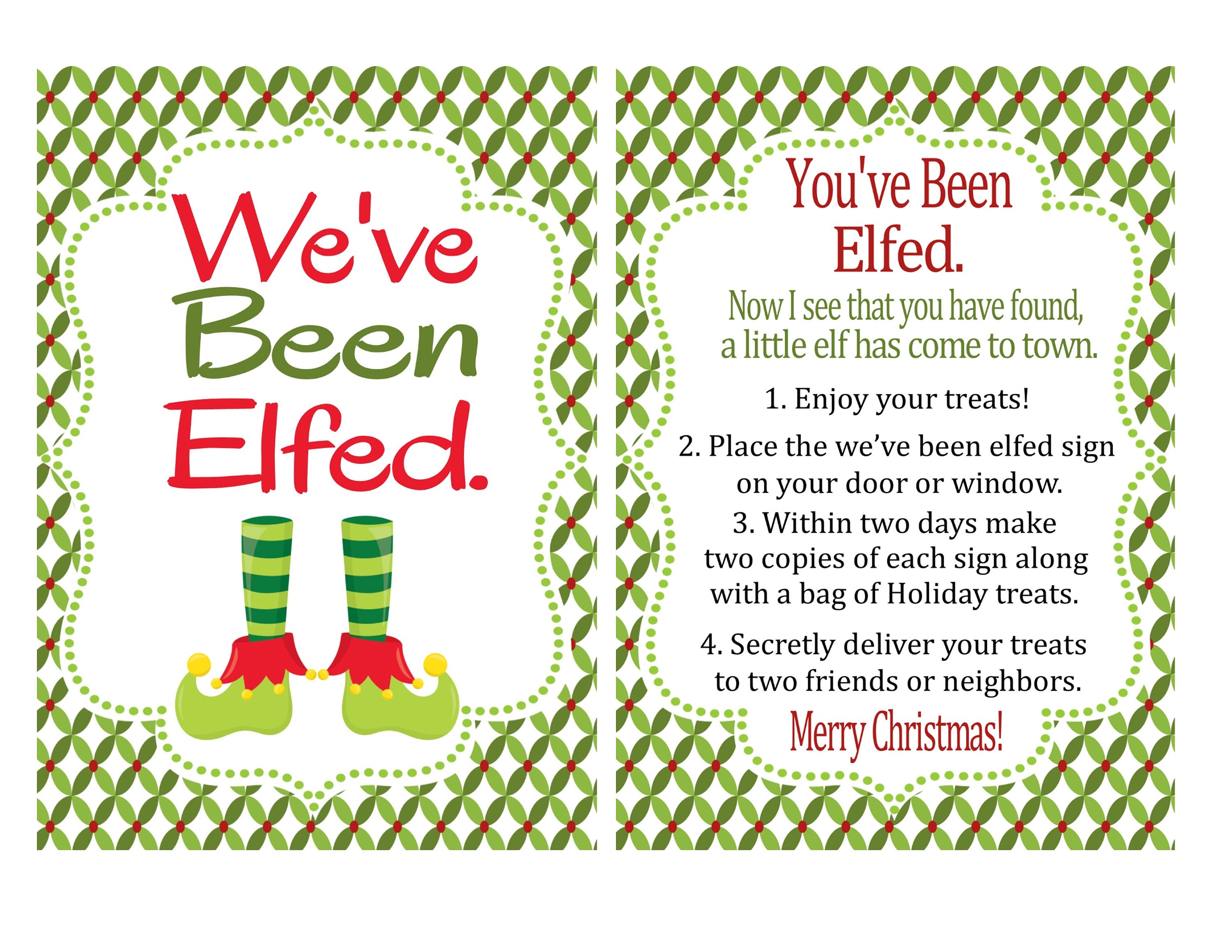 You've Been Elfed - Printable Instructions, Sign, and Treat Bag Tag - Etsy