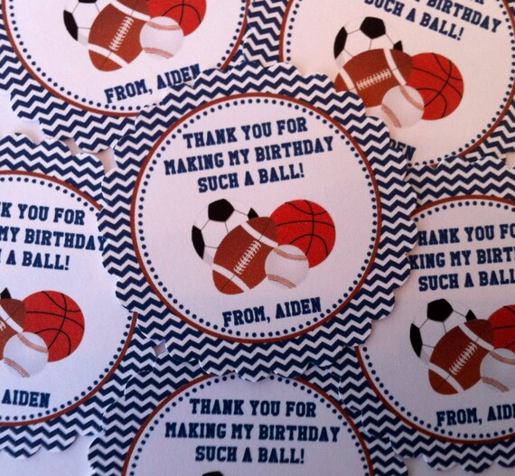 Sports Themed Party Favor Tags - Football Birthday - Ball Birthday ...