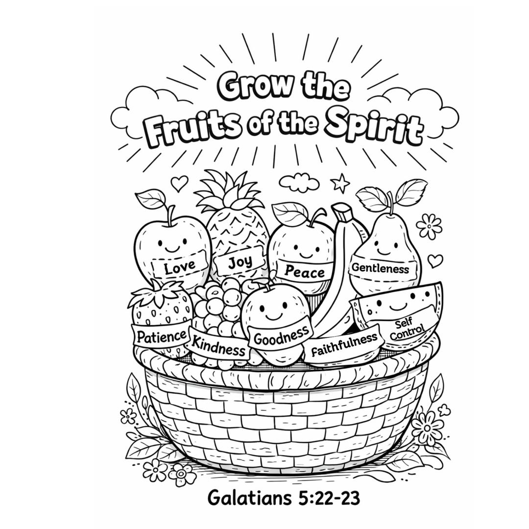 Fruits of the Spirit Coloring Page | Christian Kids Printable | Sunday ...