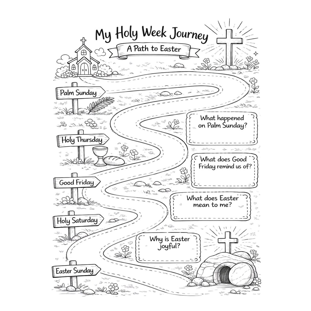 Holy Week Printable for Kids | Lent Coloring Page | Catholic Easter ...