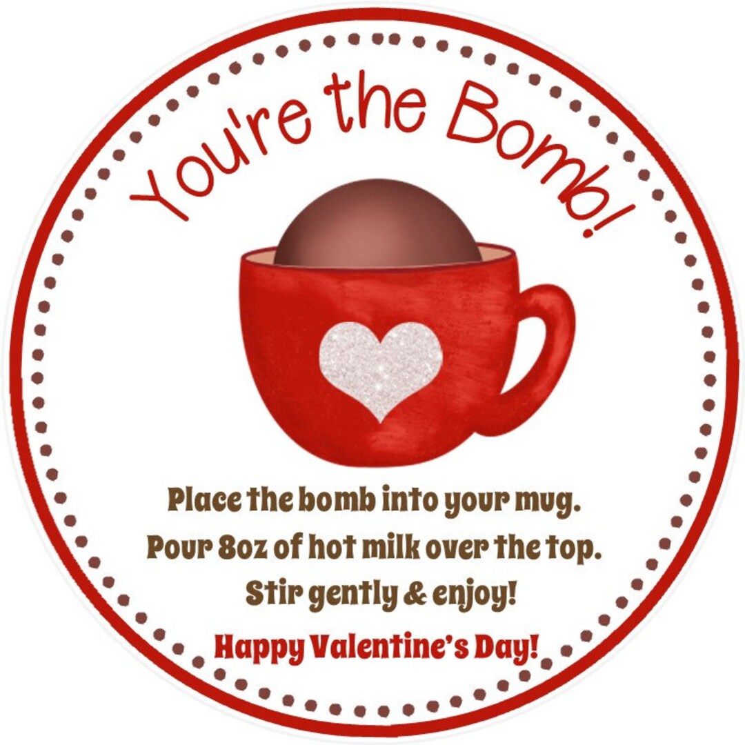 Hot Chocolate Bomb Tag PDF File, You Print Hot Chocolate Tag, Valentine ...