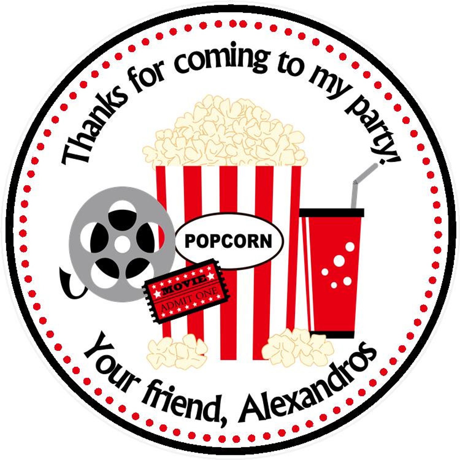 Movie Night Party Favor Tags Set of 12 Movie Birthday - Etsy