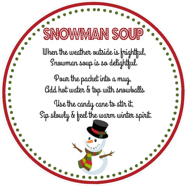 Snowman Soup Poem - Etsy