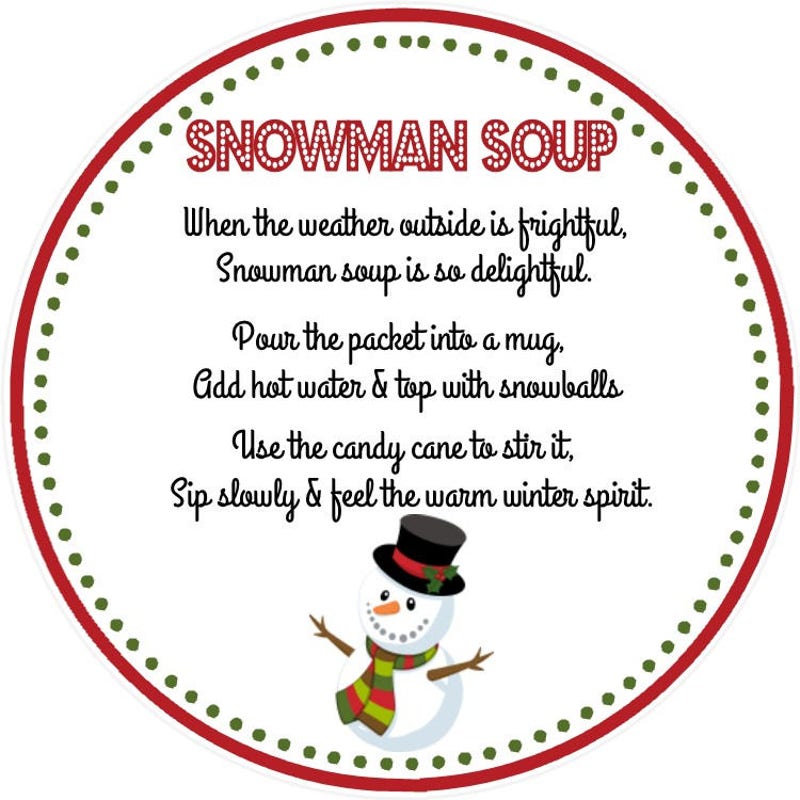 Snowman Soup Poem - Etsy