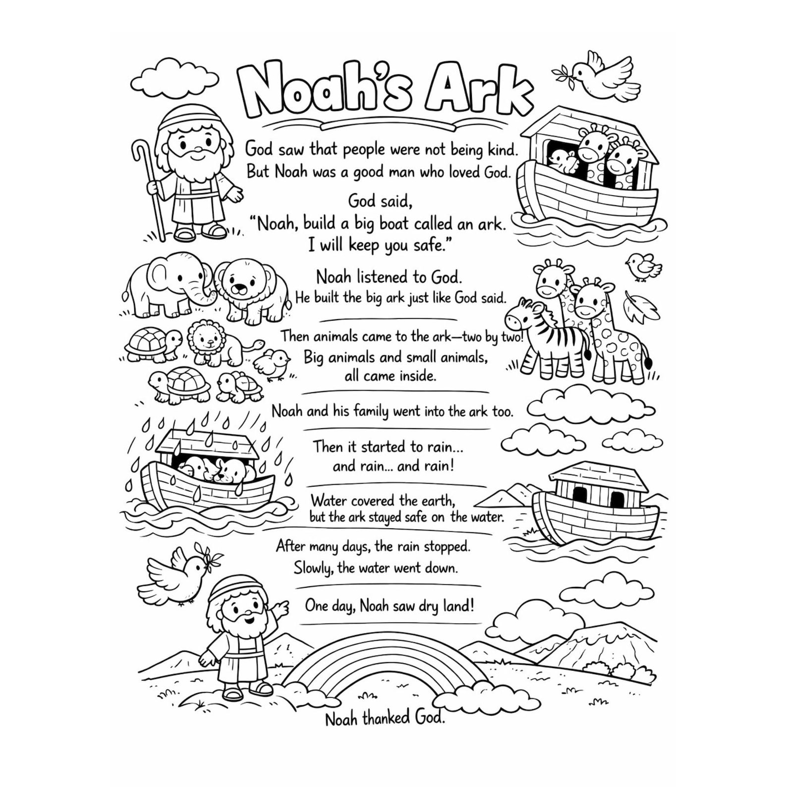 Noah’s Ark Worksheet for Kids | Bible Story Activity Printable ...