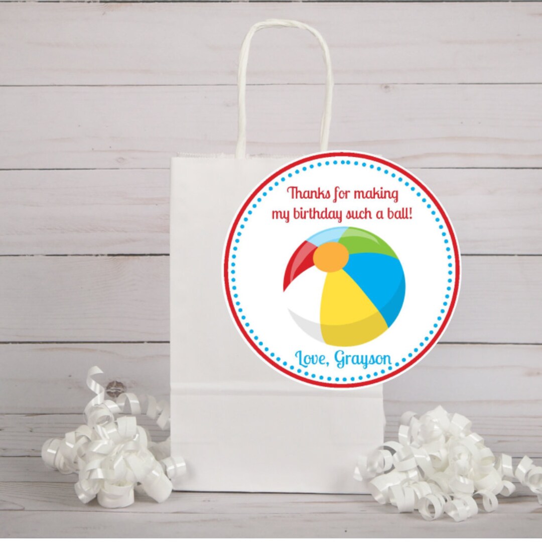 Beach Ball Party Favor Tags ( Set of 12 Tags) - Pool Party Favors ...