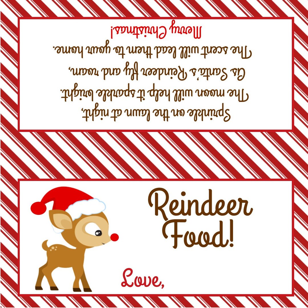 Reindeer Food Treat Bag Topper ( Fits 4x6 Treat Bags ) - Printable File ...