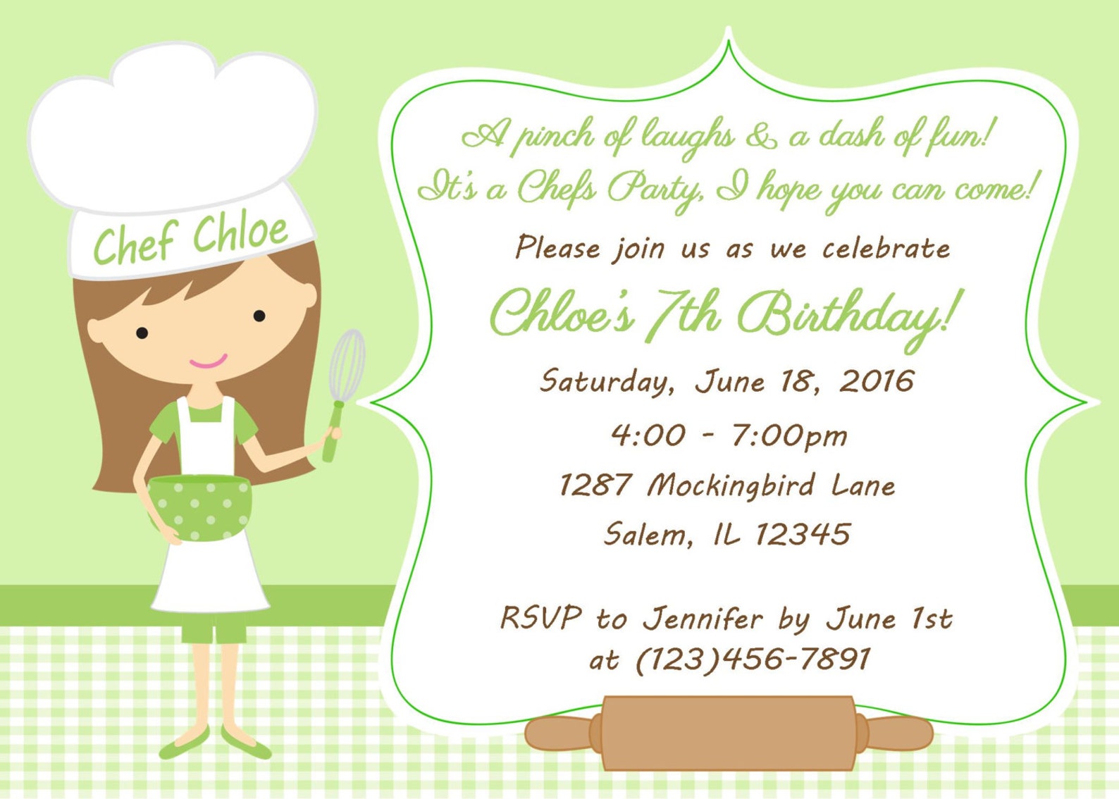 Kid's Cooking Invitation Girl Digital File / Baking | Etsy