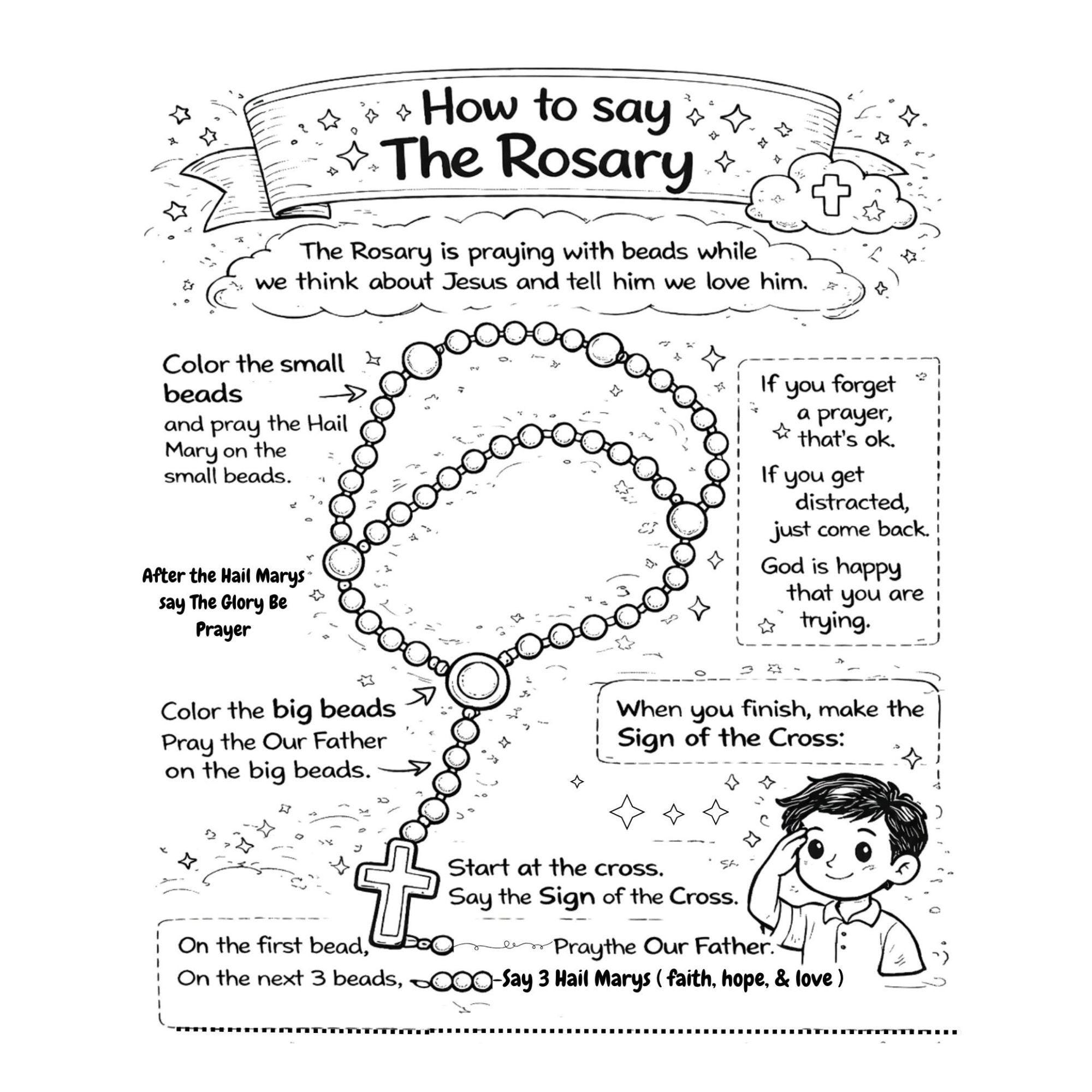 How to Say the Rosary for Kids - Printable PDF File | Catholic Rosary ...