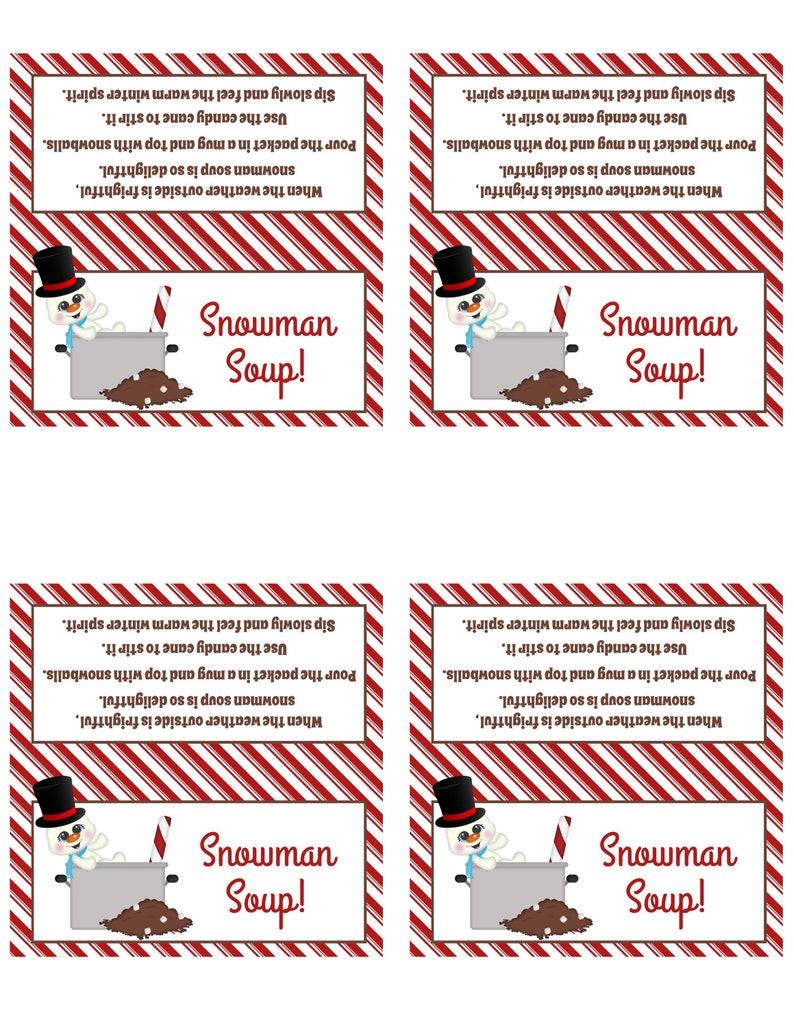 Snowman Soup Printable Treat Bag Topper ( Fits 4x6" Treat Bags ...