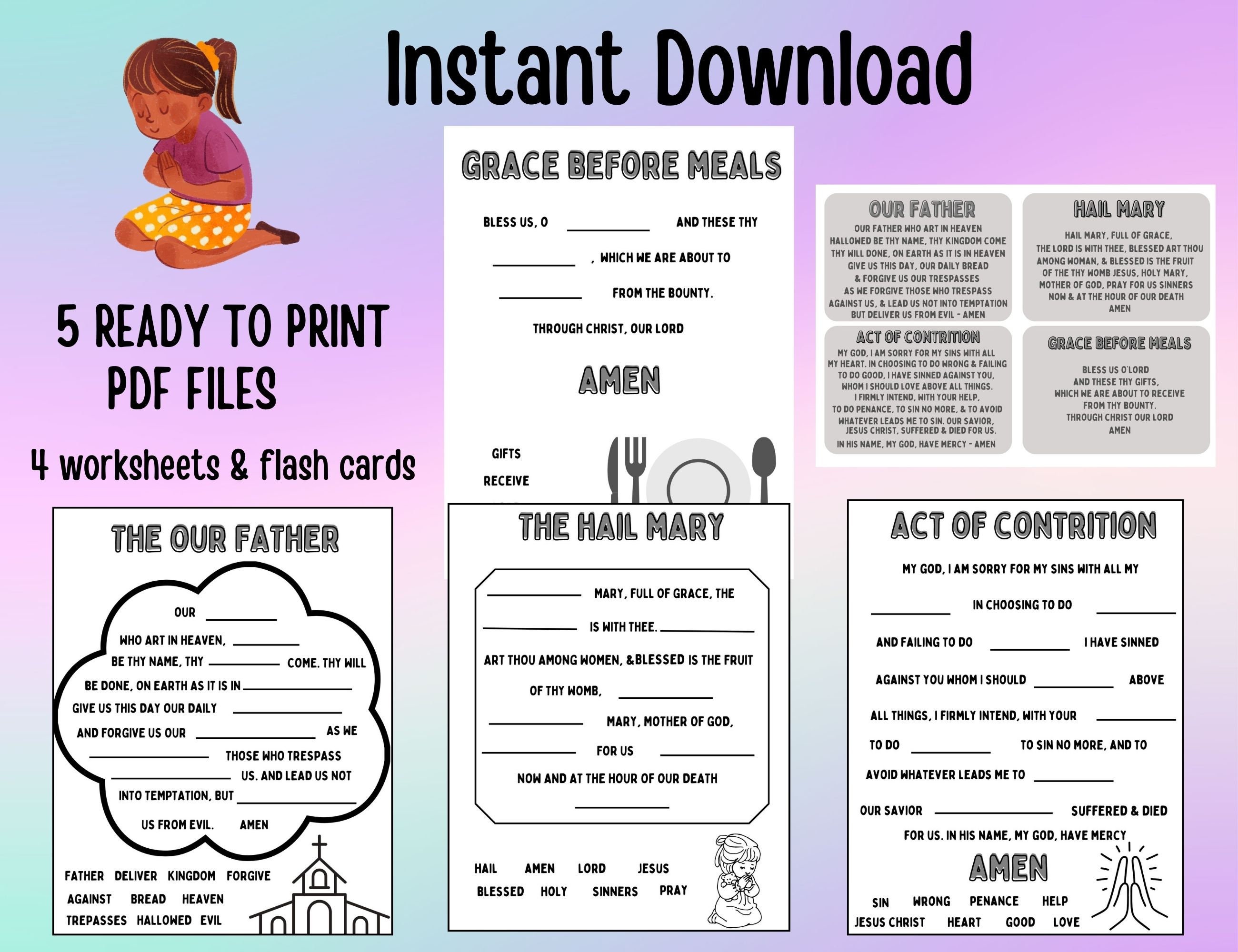 Printable Catholic School Prayer Worksheets for Kids - Prayer Worksheet ...