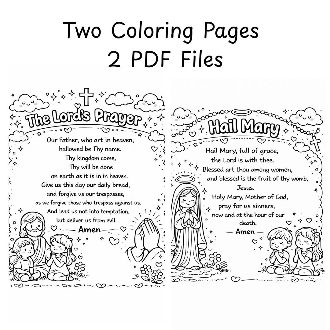 Prayer Coloring Pages for Kids – Lord’s Prayer and Hail Mary – Catholic ...