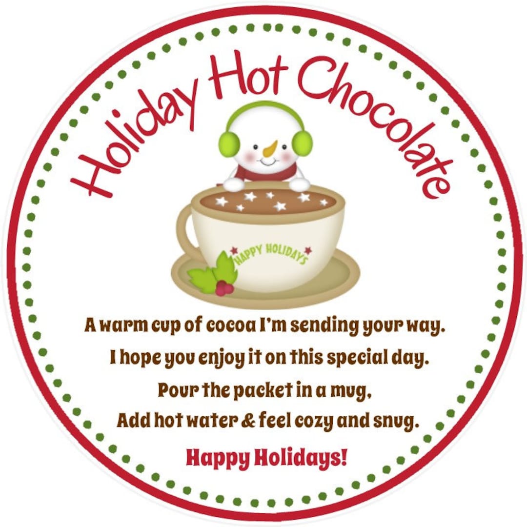 Hot Chocolate Favor Tag - Digital File - YOU PRINT / Christmas Favor ...