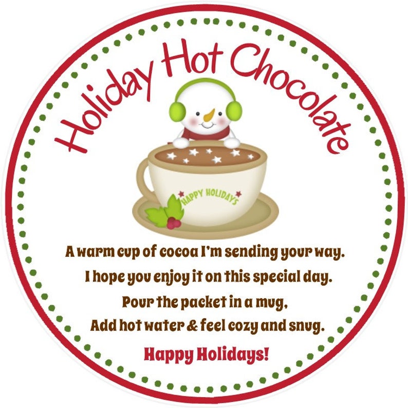 Hot Chocolate Favor Tag - Digital File - YOU PRINT / Christmas Favor ...