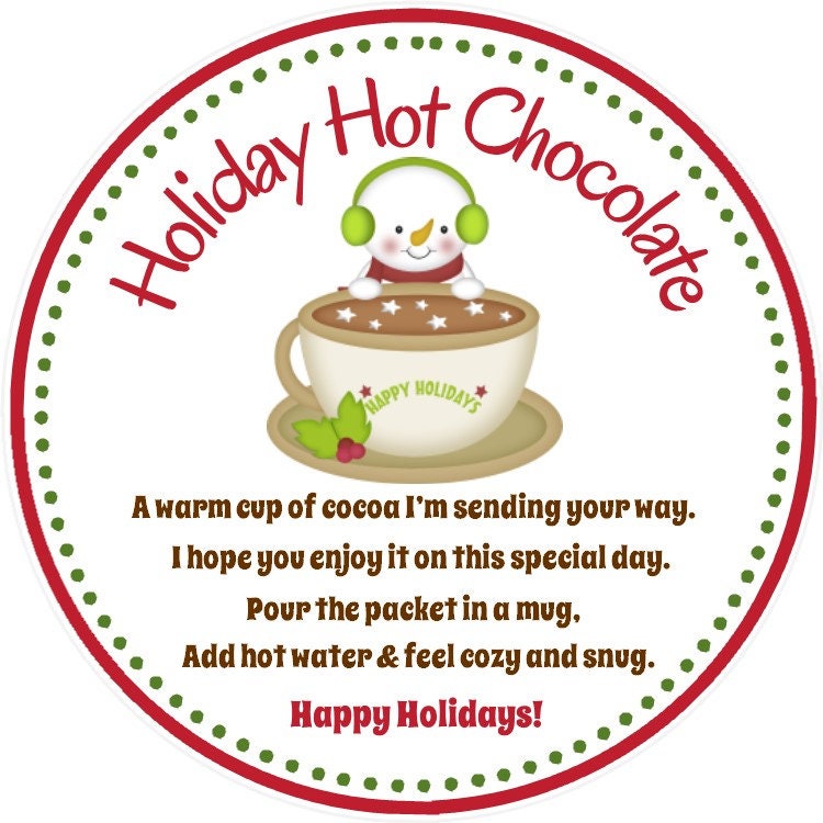 Hot Chocolate Favor Tag Digital File YOU PRINT / Christmas Favor ...
