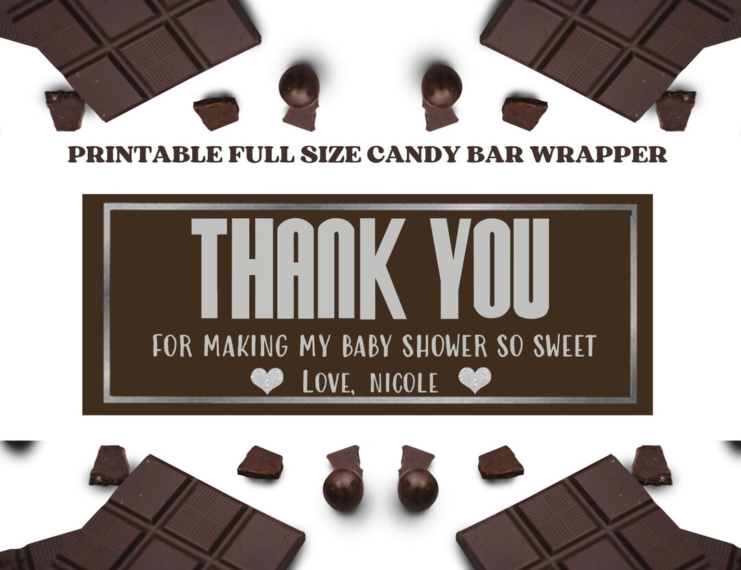 Printable File - Personalized Chocolate Bar Wrapper - Baby Shower Favor ...
