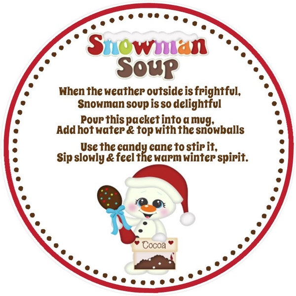 Snowman Soup Poem - Etsy