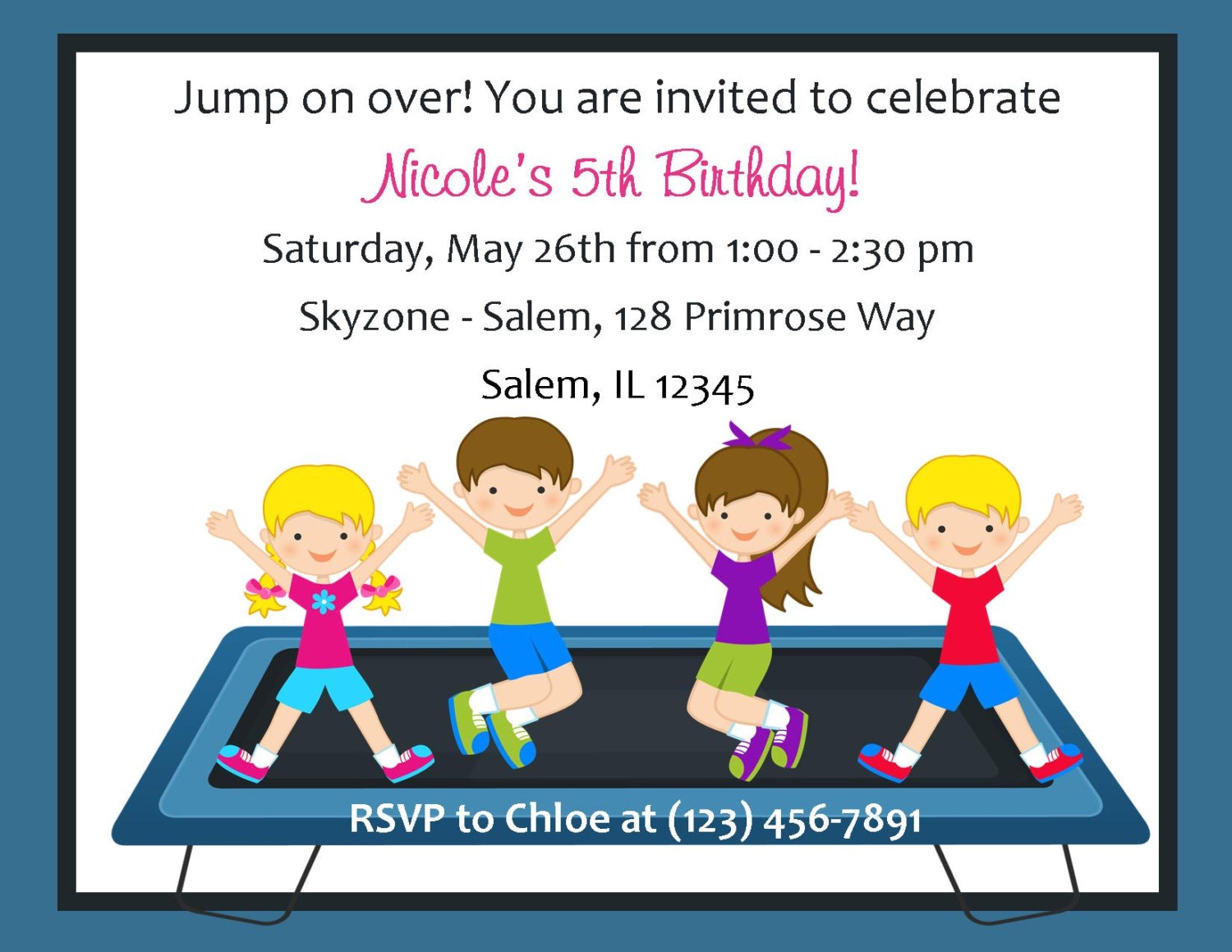 Trampoline Birthday Invitation digital File / Trampoline - Etsy
