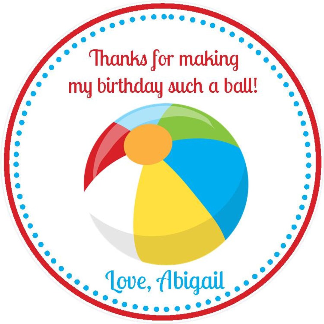 Beach Ball Party Favor Tags ( Set of 12) - Pool Party Favors - Beach ...
