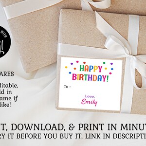 Happy Birthday Gift Tag Editable Instant Download Printable Happy ...