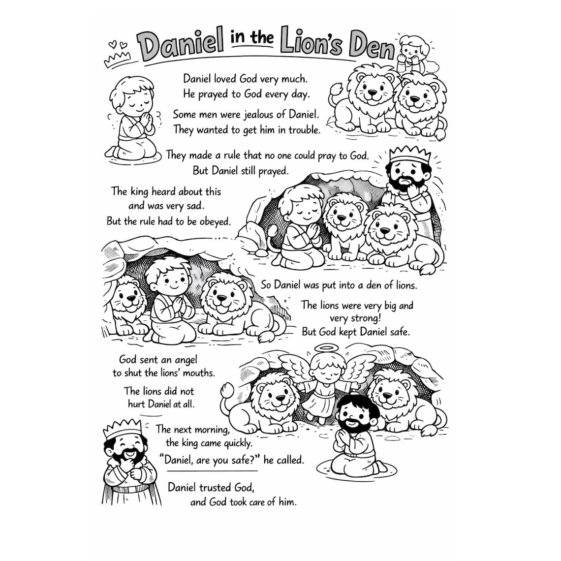 Daniel in the Lion's Den Worksheet for Kids | Bible Story Activity ...