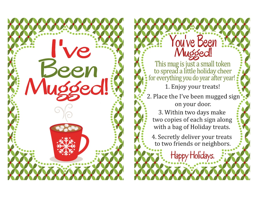 You've Been Mugged - Printable Instructions, Sign, and Treat Bag Tag ...