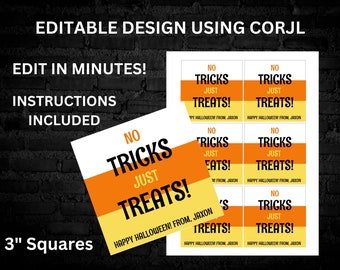 Printable Happy Halloween Gift Tag, Trick or Treat Favor Bag Tag ...