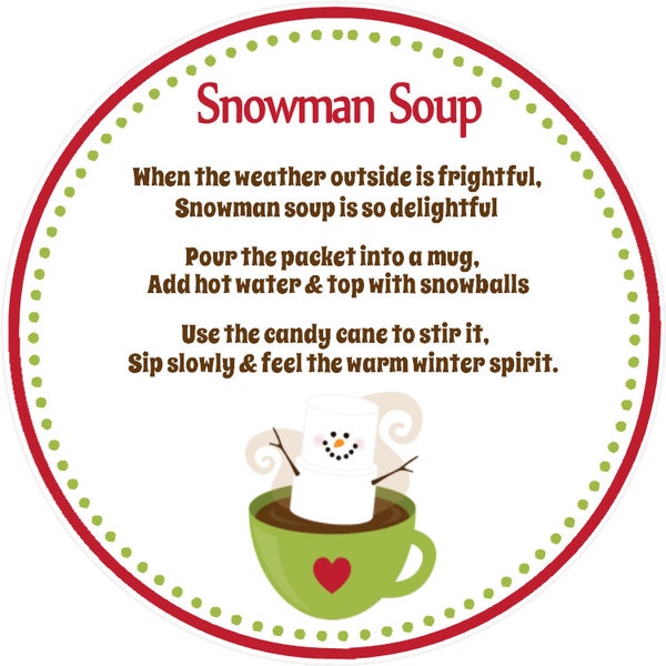 Snowman Soup Poem - Etsy