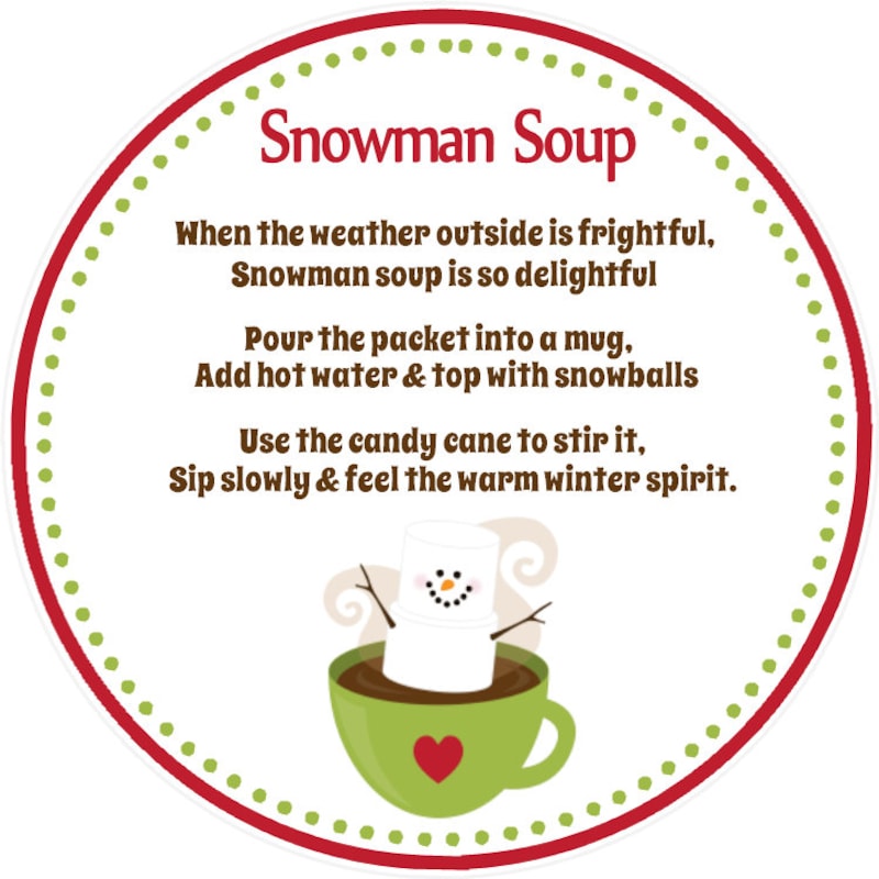 Snowman Soup Poem - Etsy
