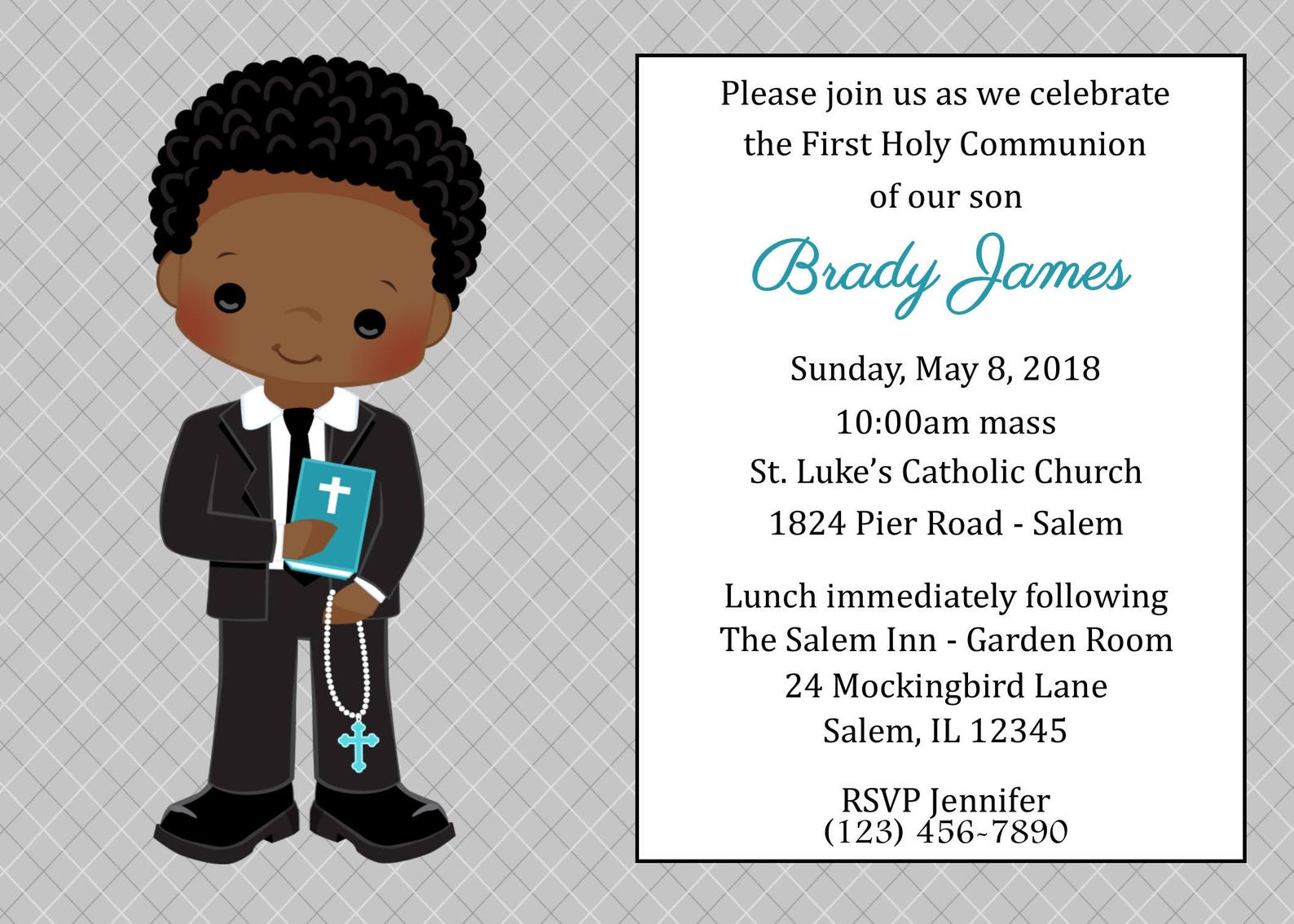 First Communion Invitation Boy digital File / Boys First - Etsy